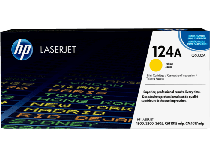 HP 124A Yellow Original LaserJet Toner Cartridge (Q6002A) - Shop HP.com ...